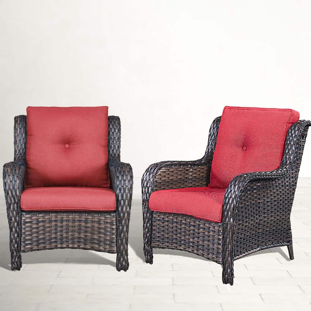 Opohoro ArcoBay Metal and Brown Wicker Outdoor Lounge Chair with Olefin ...