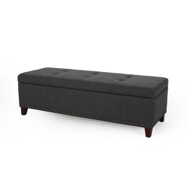 Noble House Crete Dark Gray and Dark Brown Studded Lift-Top Storage ...