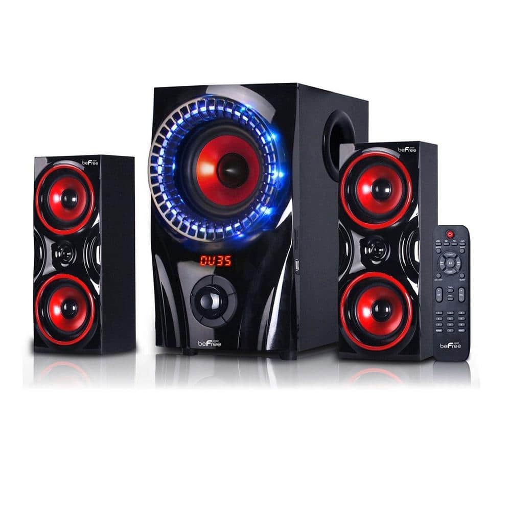 BEFREE SOUND 2.1 Channel Surround Sound Bluetooth Speaker System in Red ...
