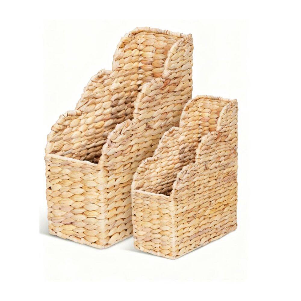 Set of 2 (Large & Small) Beige 17 in x 15 in Water Hyacinth Handwoven ...