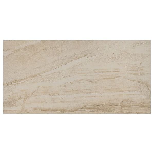 TrafficMaster Vigo Beige 12 in. x 24 in. Matte Ceramic Marble Look ...