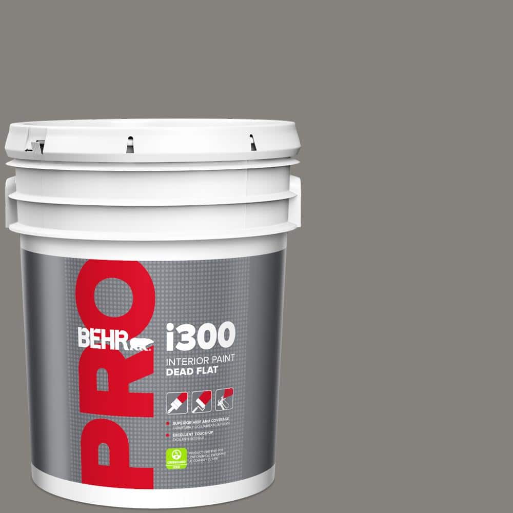 BEHR PRO 5 gal. #BNC-25 Gray Pepper Dead Flat Interior Paint PR31305 ...