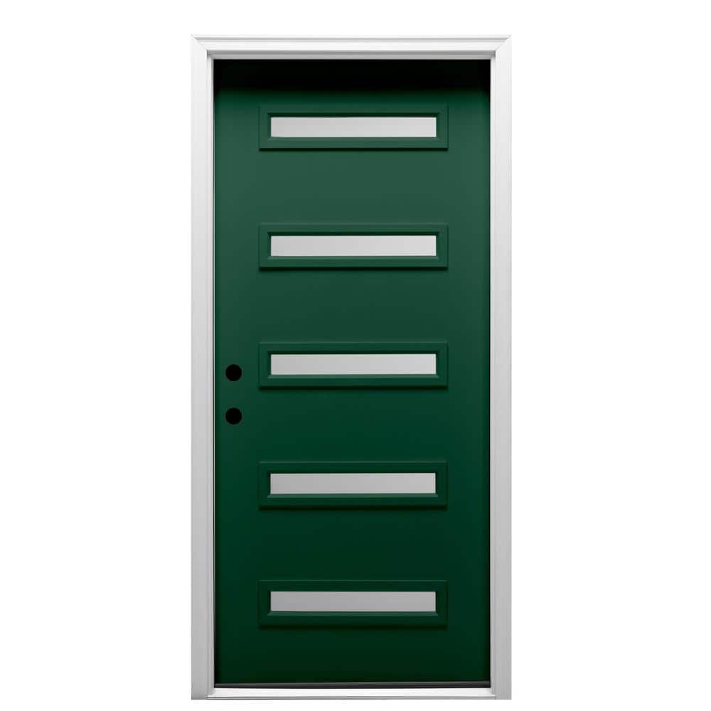 MMI DOOR Davina 36 in. x 80 in. Right-Hand Inswing 5-Lite Frosted Glass ...