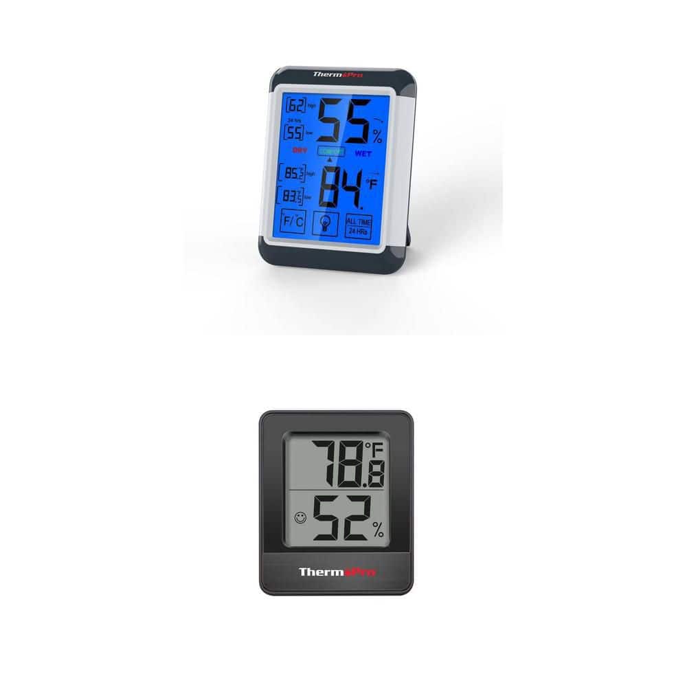 ThermoPro TP55W Digital Hygrometer Indoor Thermometer and Black Digital ...
