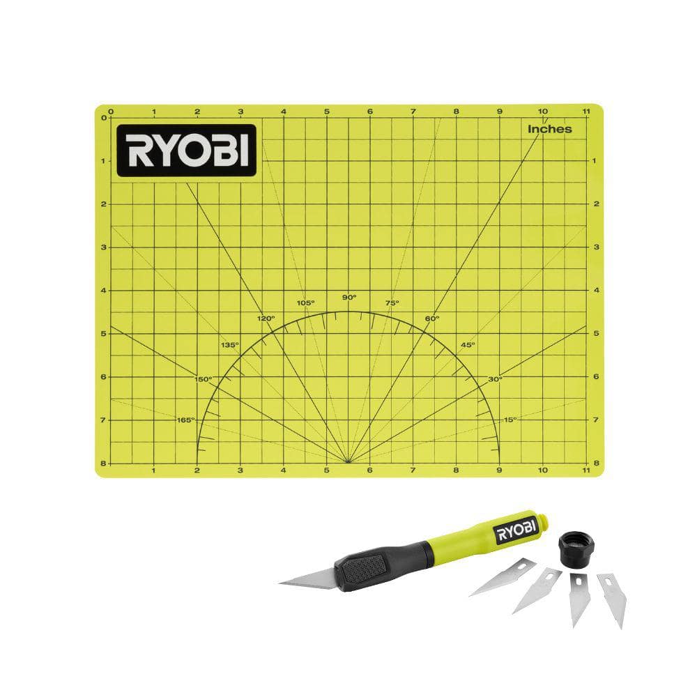 RYOBI 2-in-1 Hobby Knife w/ Blade Storage With A4 Self-Healing Cutting ...