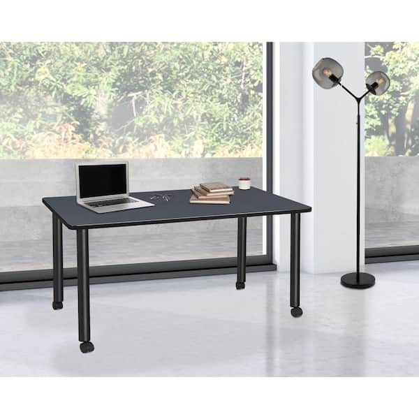 Regency Kee 66 in x 24 in. Grey Top Mobile Desk, Black Legs ...