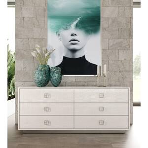 MR MODREST Nova Domus Asus White Washed 6 Drawer 66 in. Wide Dresser ...