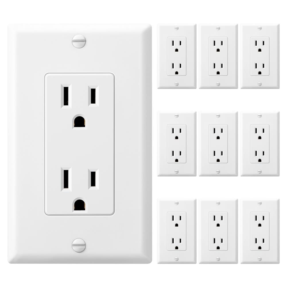 DEWENWILS Decorator Receptacle Outlet with Wall Plate, 15 Amp Standard ...