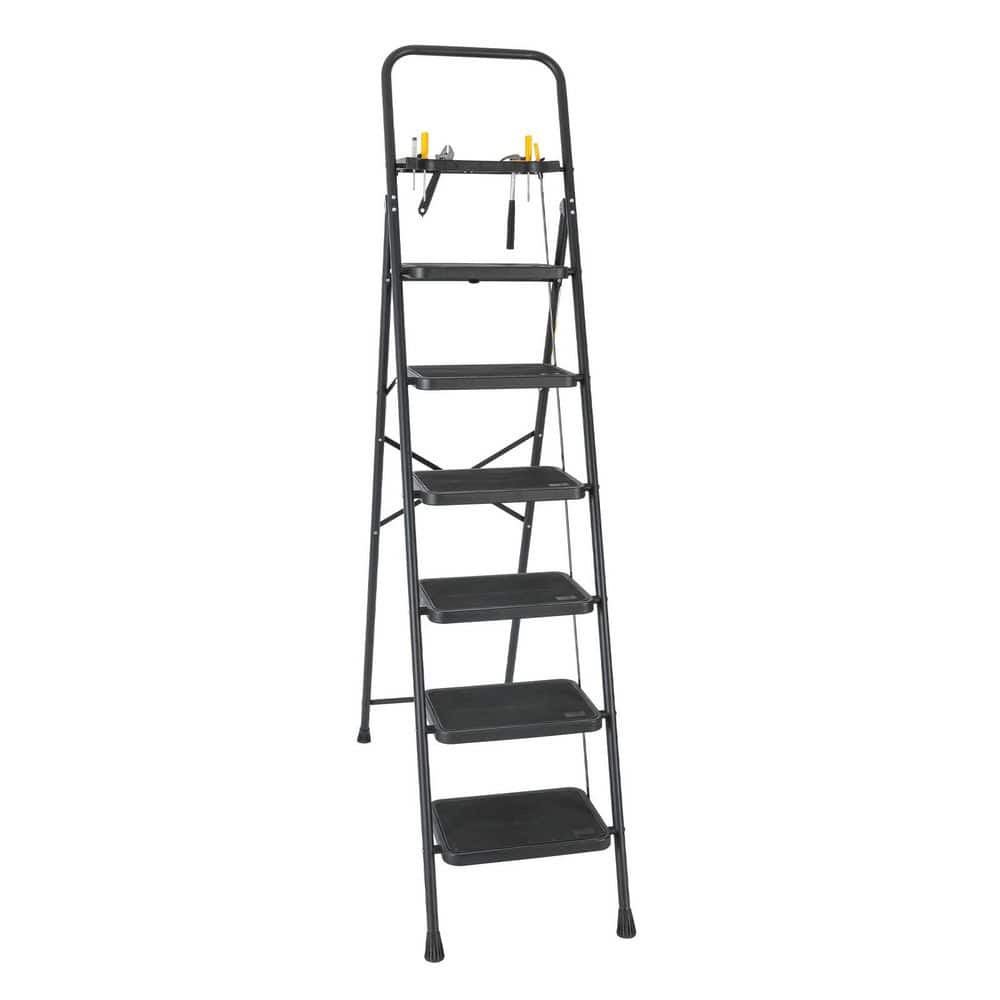 Kahomvis 6-Step 12 ft. Reach Steel Step Stool, 330 lbs. Load Capacity ...