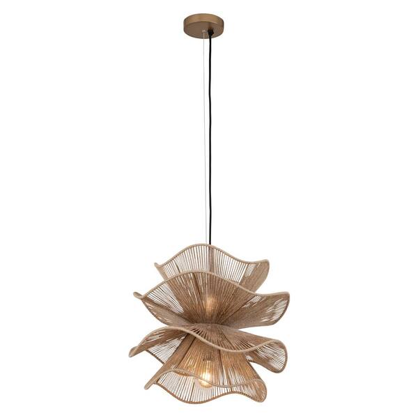 CANARM Sage 40-Watt 1 Light Natural Tan Globe Pendant Light with Jute ...