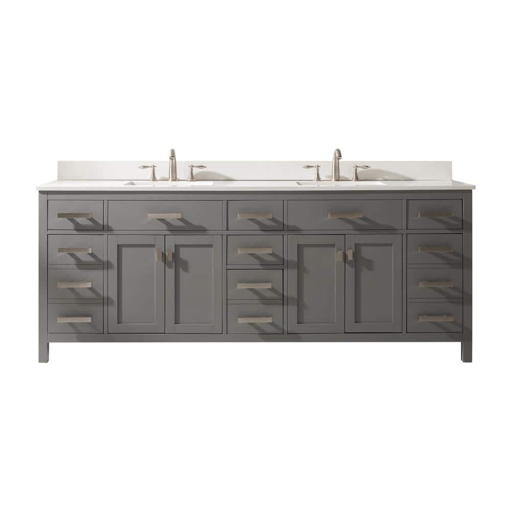 Design Element Valentino 84 in. W x 22 in. D x 33.75 in. H Bath Vanity ...