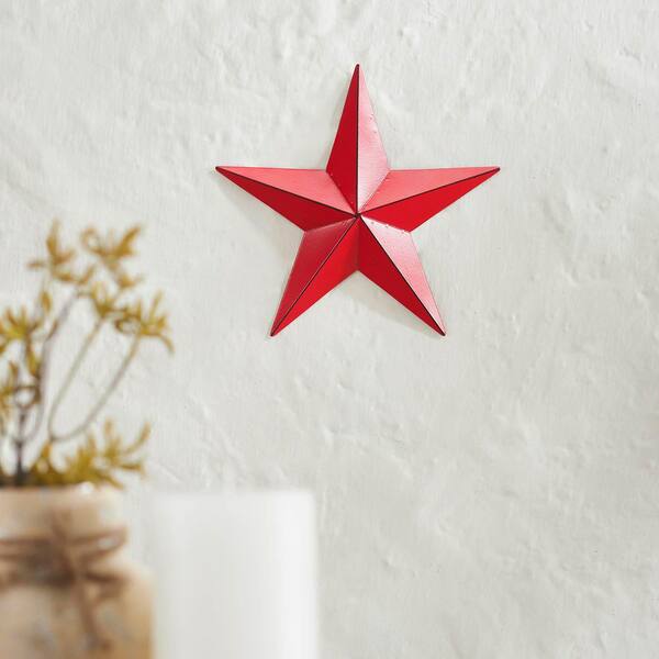 VHC BRANDS 1-Piece 8 in. x 8 in. Barn Red Distressed Metal Star Wall ...