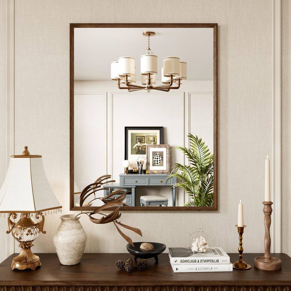 Spigel 28 in. W x 36 in. H Farmhouse Rectangular Wood Finish Framed ...