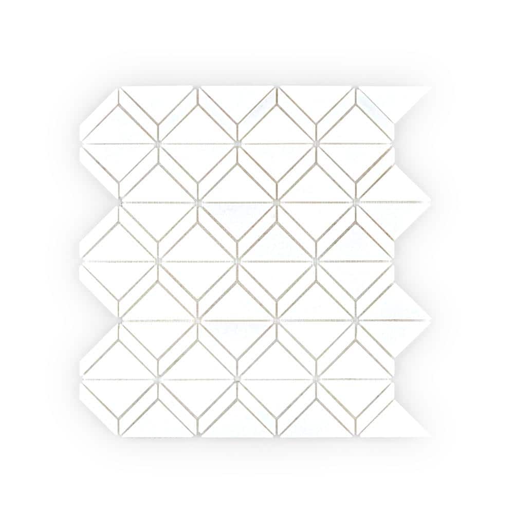 Jeffrey Court Marquee Star White 12.625 in. x 11.5 in. Triangle ...