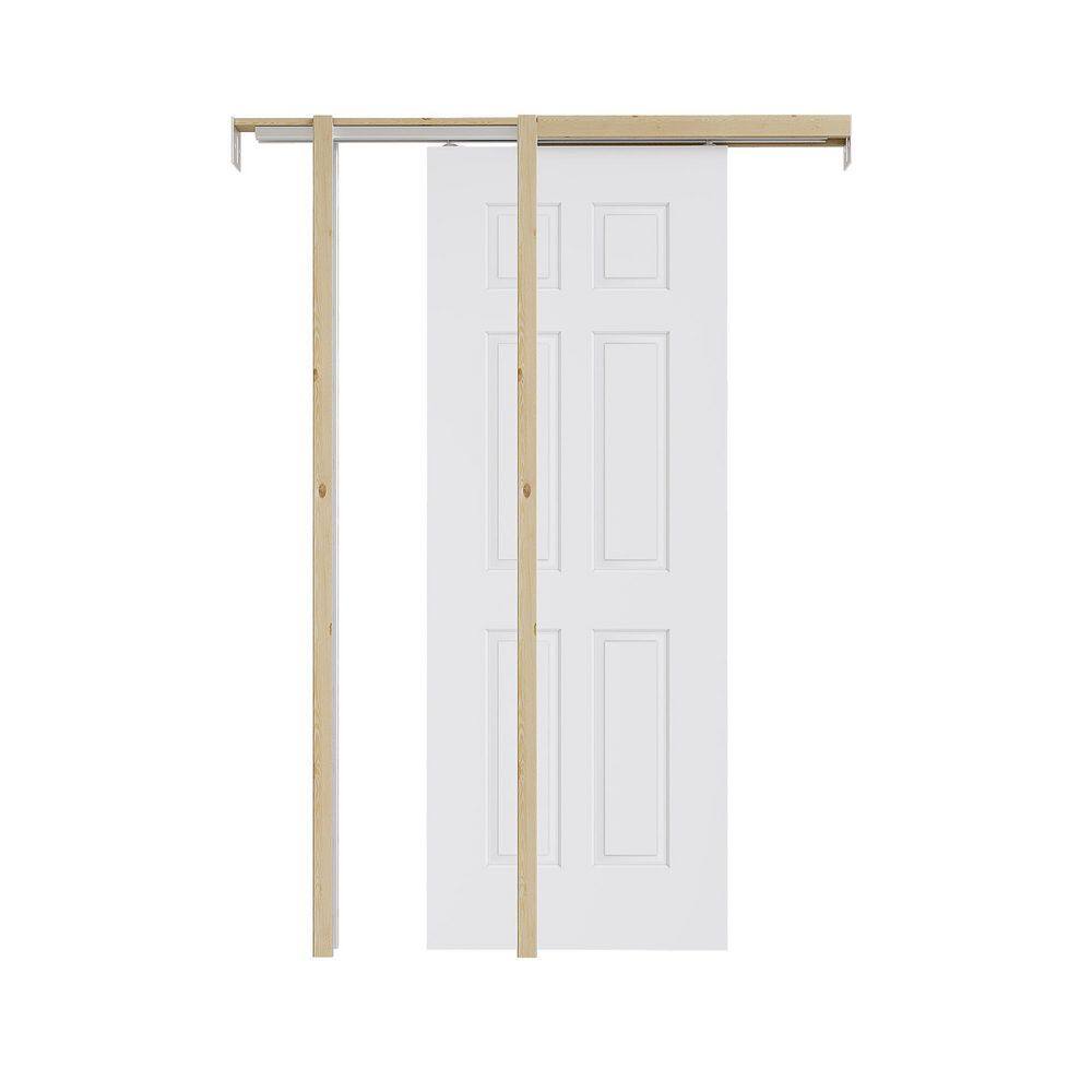 EH PUERTA 30 in. x 80 in. White Primed 6-Panel Molded Solid Core Wood ...