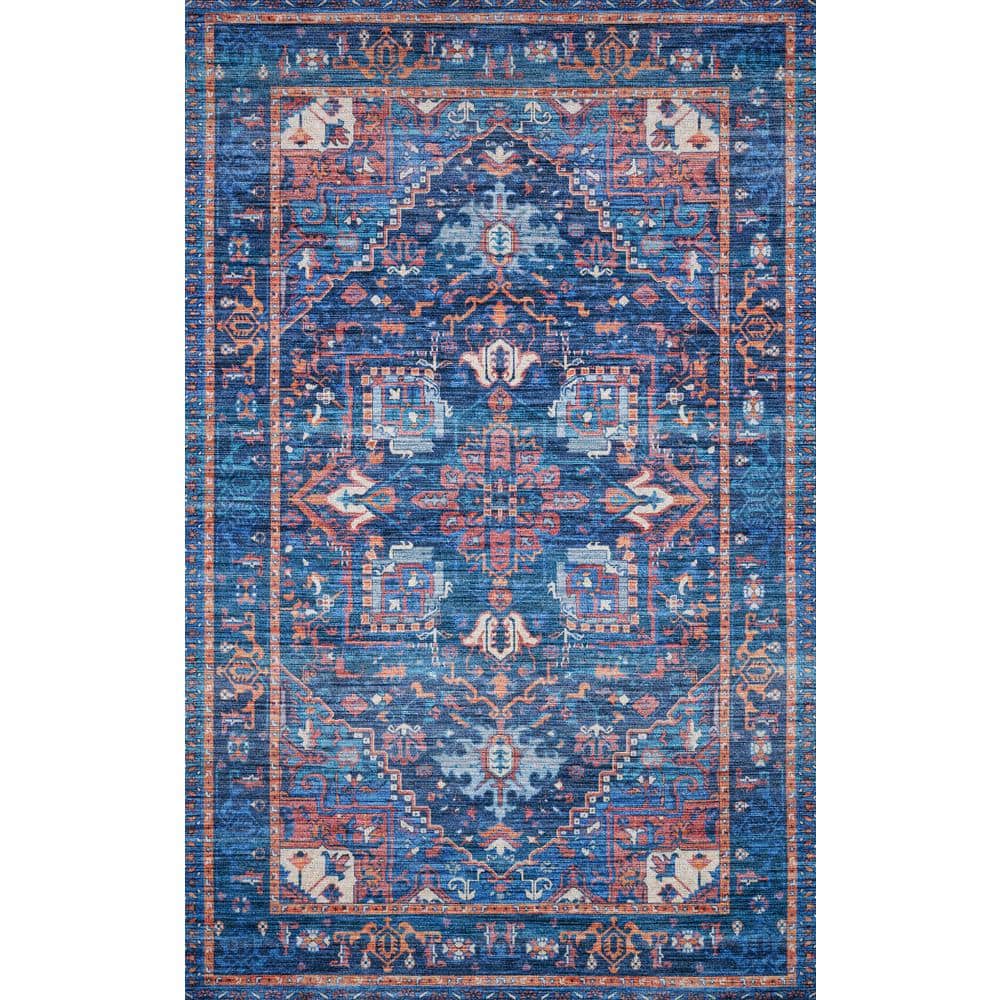 Loloi Cielo Blue/Multi 8 ft. x 10 ft. Oriental 100% Polyester Area Rug ...
