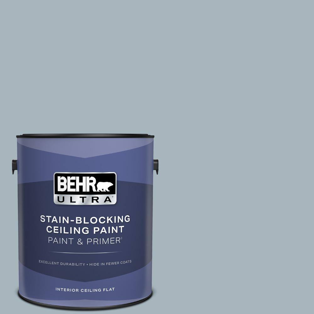 BEHR ULTRA 1 gal. #N480-3 Shadow Blue Ceiling Flat Interior Paint with ...