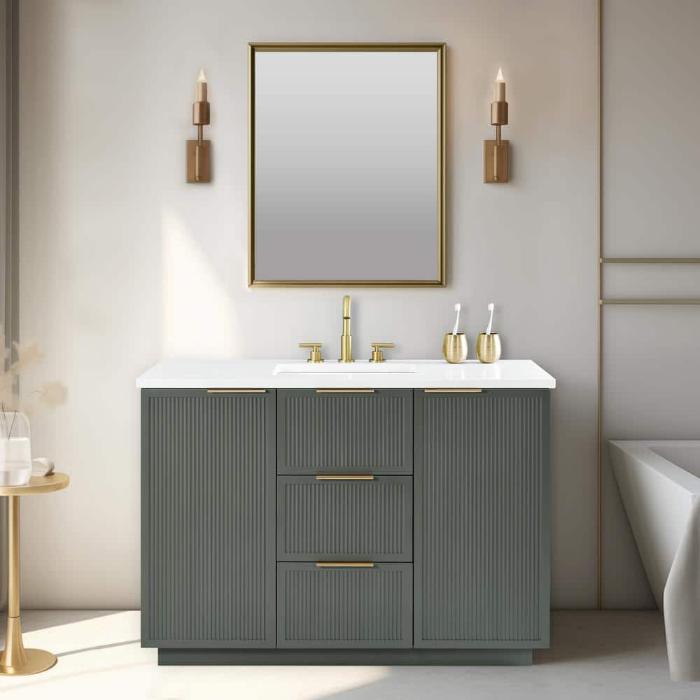 SUDIO Addison 48 in. W Bath Vanity in Vintage Green with Engineered ...