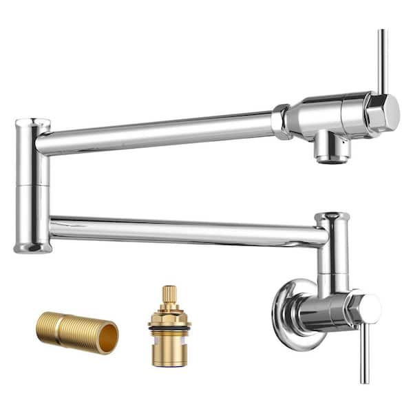 WOWOW Solid Brass Commercial Wall Mounted Pot Filler with Double Joint ...