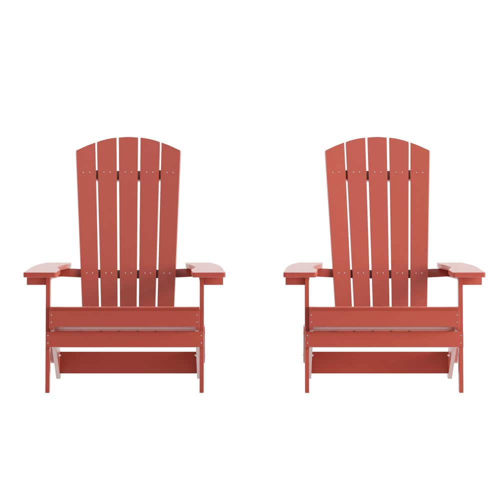 Carnegy Avenue Red Faux Wood Resin Adirondack Chair (Set of 2) CGA-JJ ...