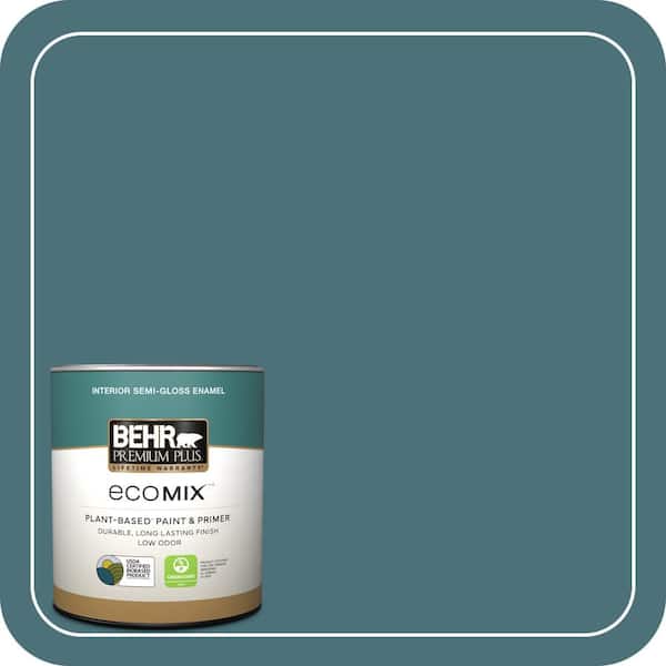 BEHR PREMIUM PLUS 1 qt. #S450-6A River Rapids Semi-Gloss Enamel EcoMix ...