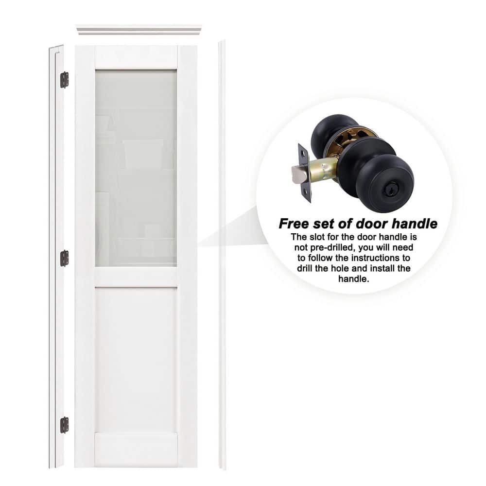 ARK DESIGN 24 in. x 80 in. 1/2-Lite Frosted Glass Left White Wood ...
