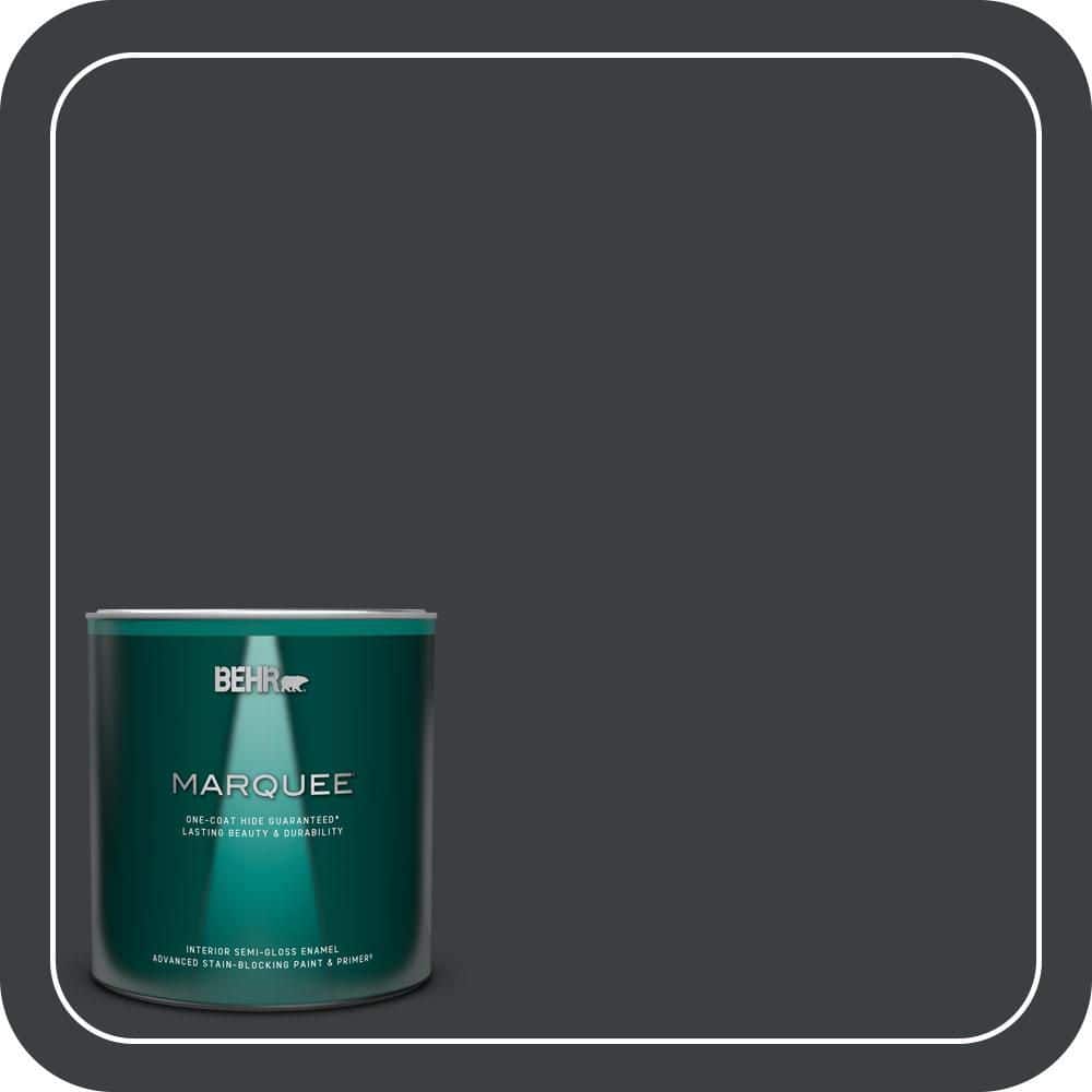 BEHR MARQUEE 1 qt. #ECC-25-3 Obsidian Stone Semi-Gloss Enamel Interior ...