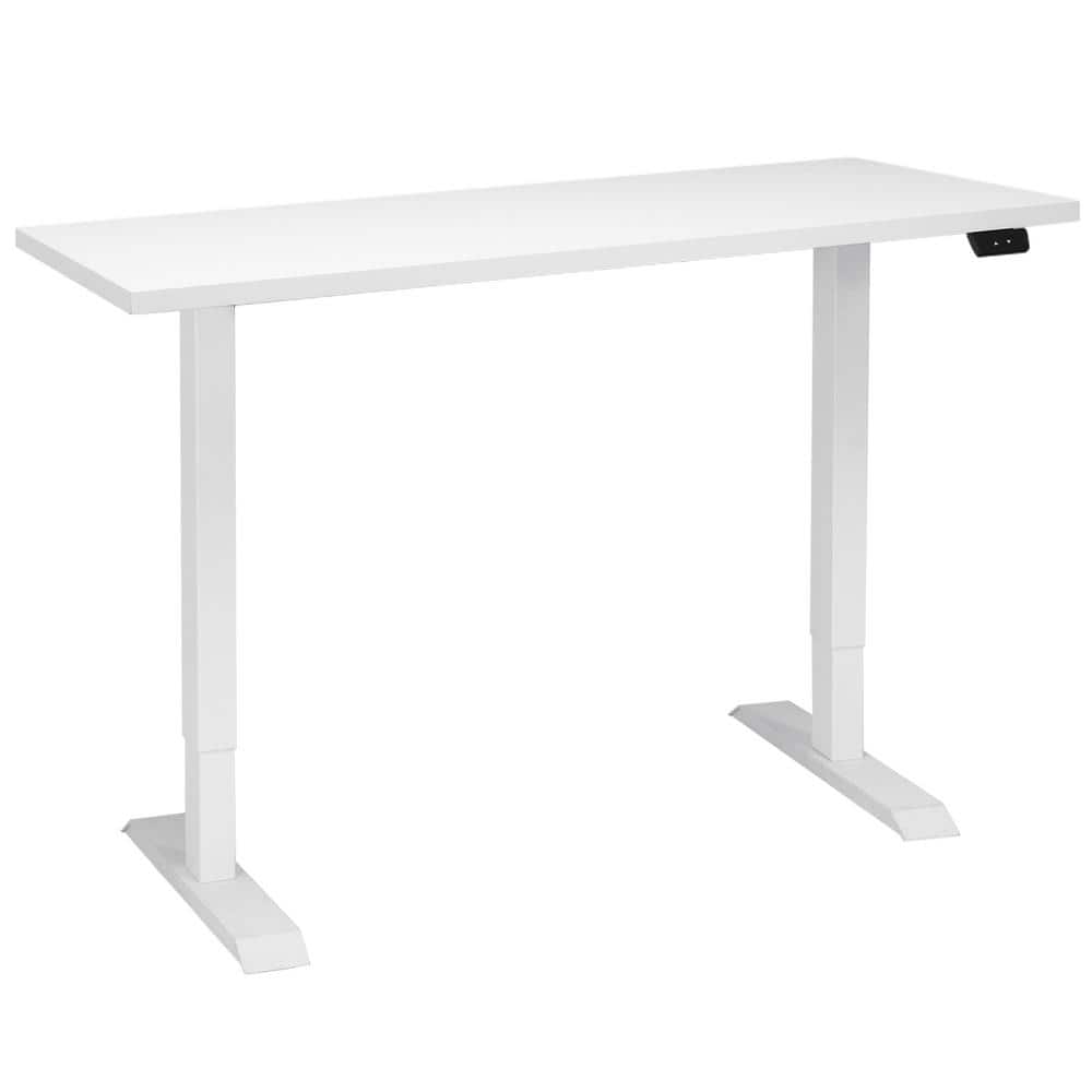 Costway 48 in. White Electric Sit to Stand Desk Adjustable Standing ...