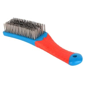Heavy Duty Stainless Steel Wire Brush with 10 Curved Beechwood Handle ...