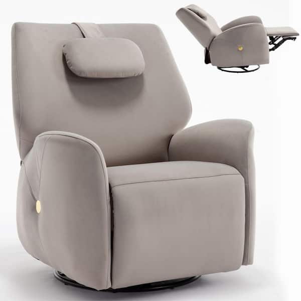 Clihome Coffee Swivel Rocker Power Recliner Chair with Lumbar & Neck ...