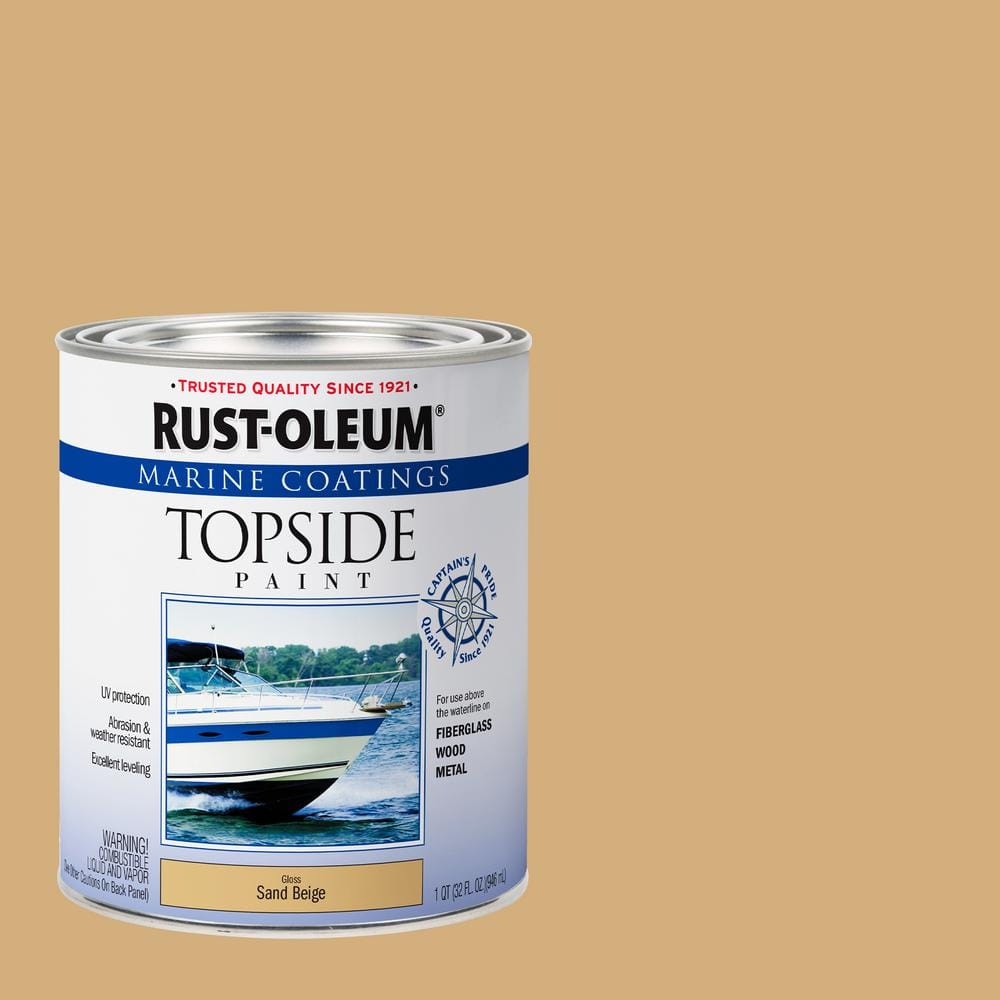 Rust-Oleum Marine 1 qt. Gloss Sand Beige Topside Paint (4-Pack) 207003 ...