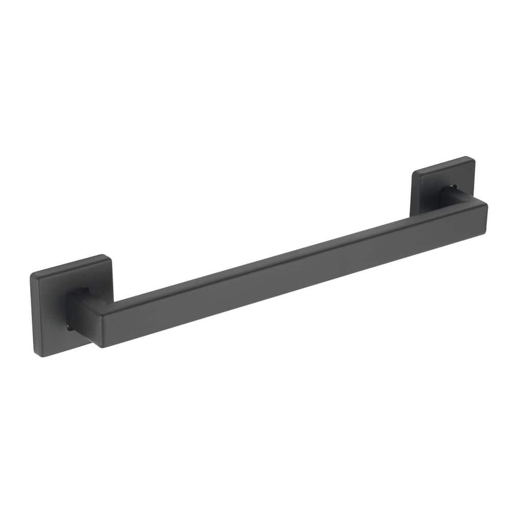 Glacier Bay 12 in. Soft Square Style Grab Bar in Matte Black 068 ...