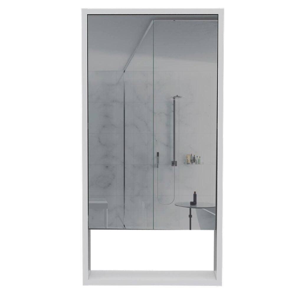 PRIMEPLUS 17.9 in. W x 35.4 in. H Rectangular Wood Medicine Cabinet ...