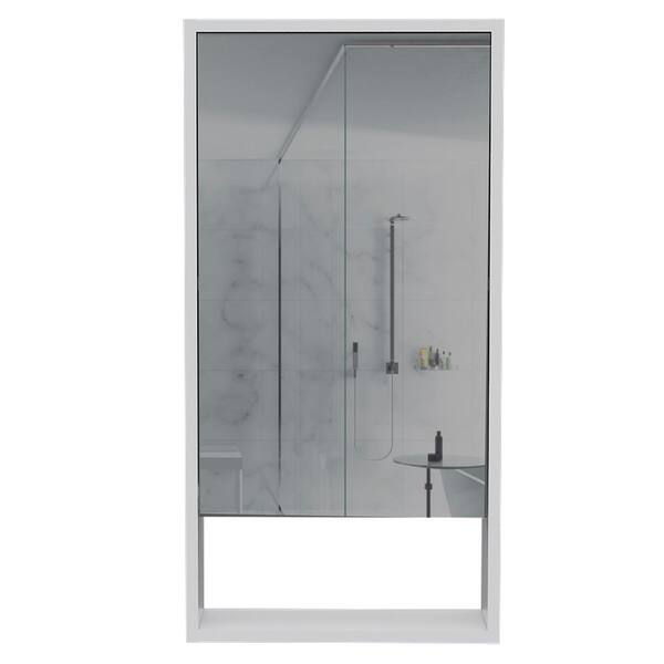 PRIMEPLUS 17.9 in. W x 35.4 in. H Rectangular Wood Medicine Cabinet ...