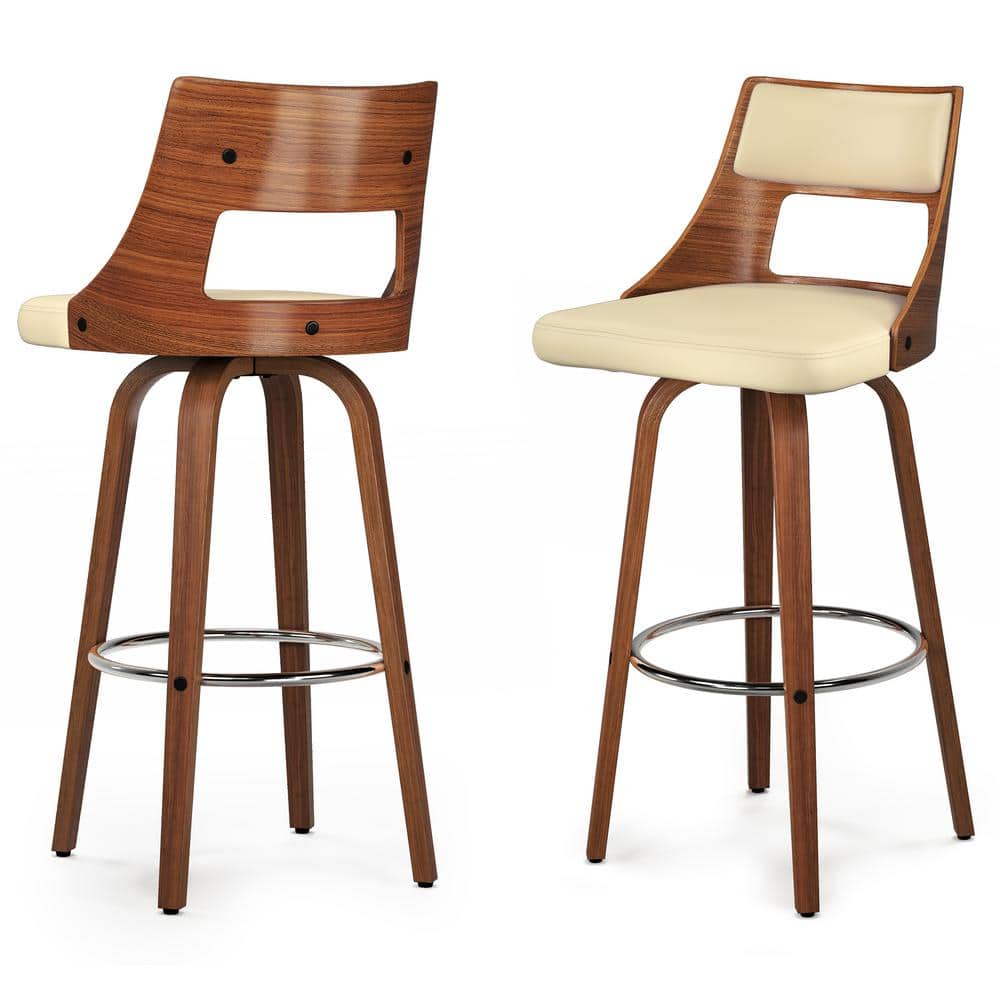 Simpli Home Dallyn Contemporary 17 in. Wood Swivel Bar Stool (Set of 2 ...