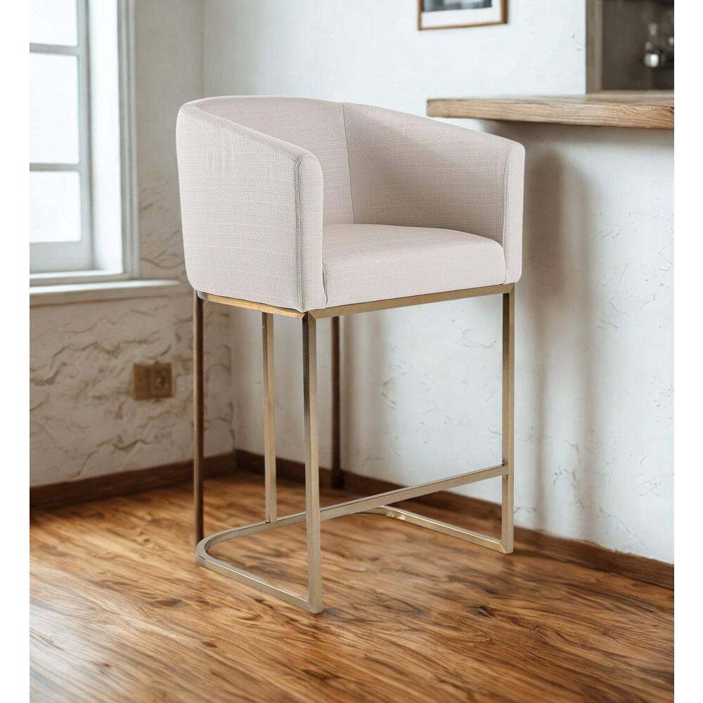 MR MODREST Yukon Modern 27 in. Off White Metal Counter Stool with ...