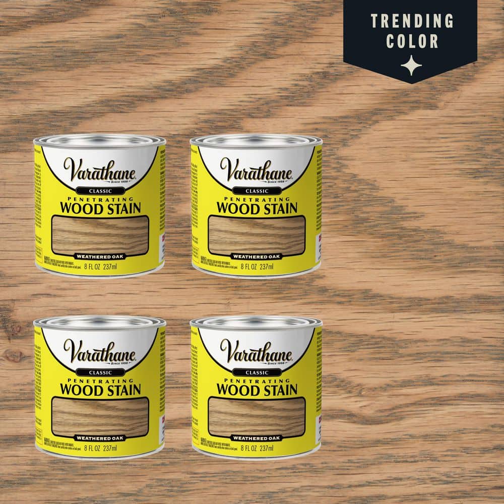 Varathane 8 oz. Weathered Oak Classic Interior Wood Stain (4-Pack ...
