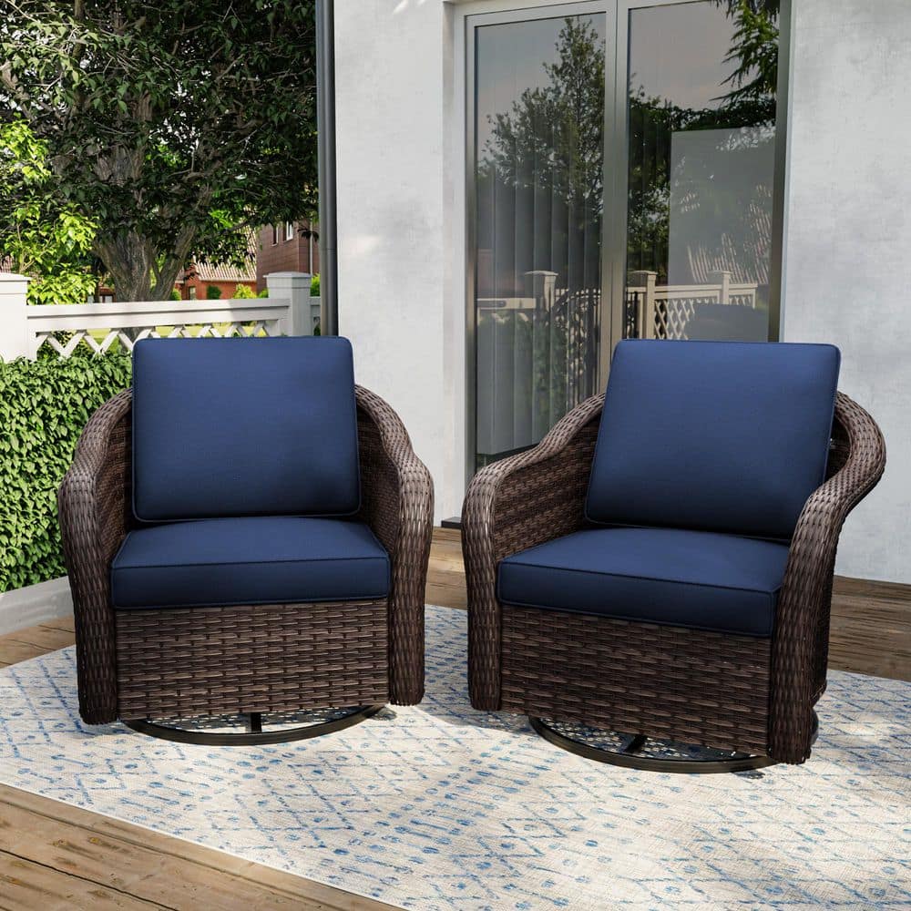PremDwell Brown Wicker Outdoor Lounge Chair Patio Swivel Rocking Chair ...