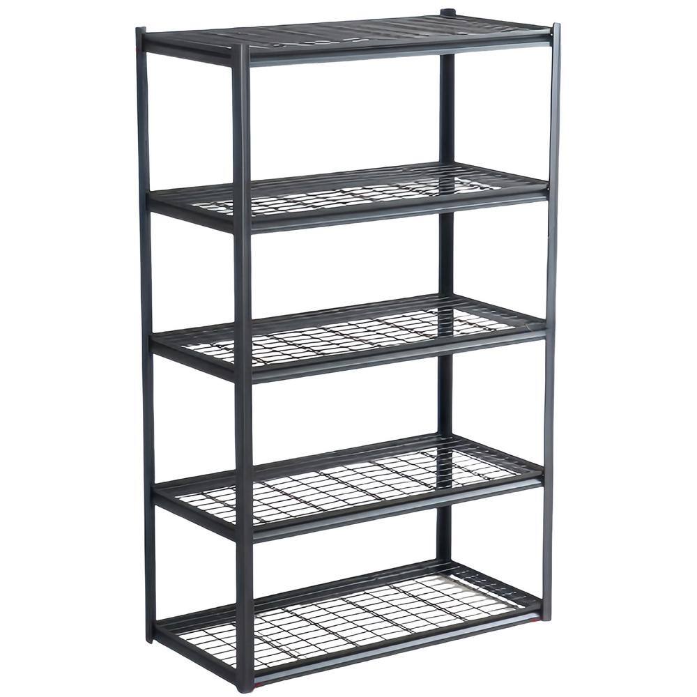 Tileon 5 Tier Heavy Duty Metal Storage Shelve with Adjustable Shelf ...