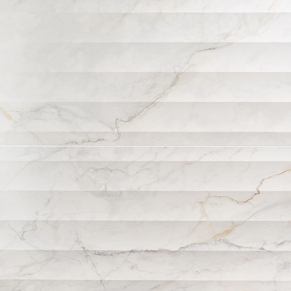 Ivy Hill Tile Auramar Waves Apuano Oro White 23.62 in. x 47.24 in. 3D ...