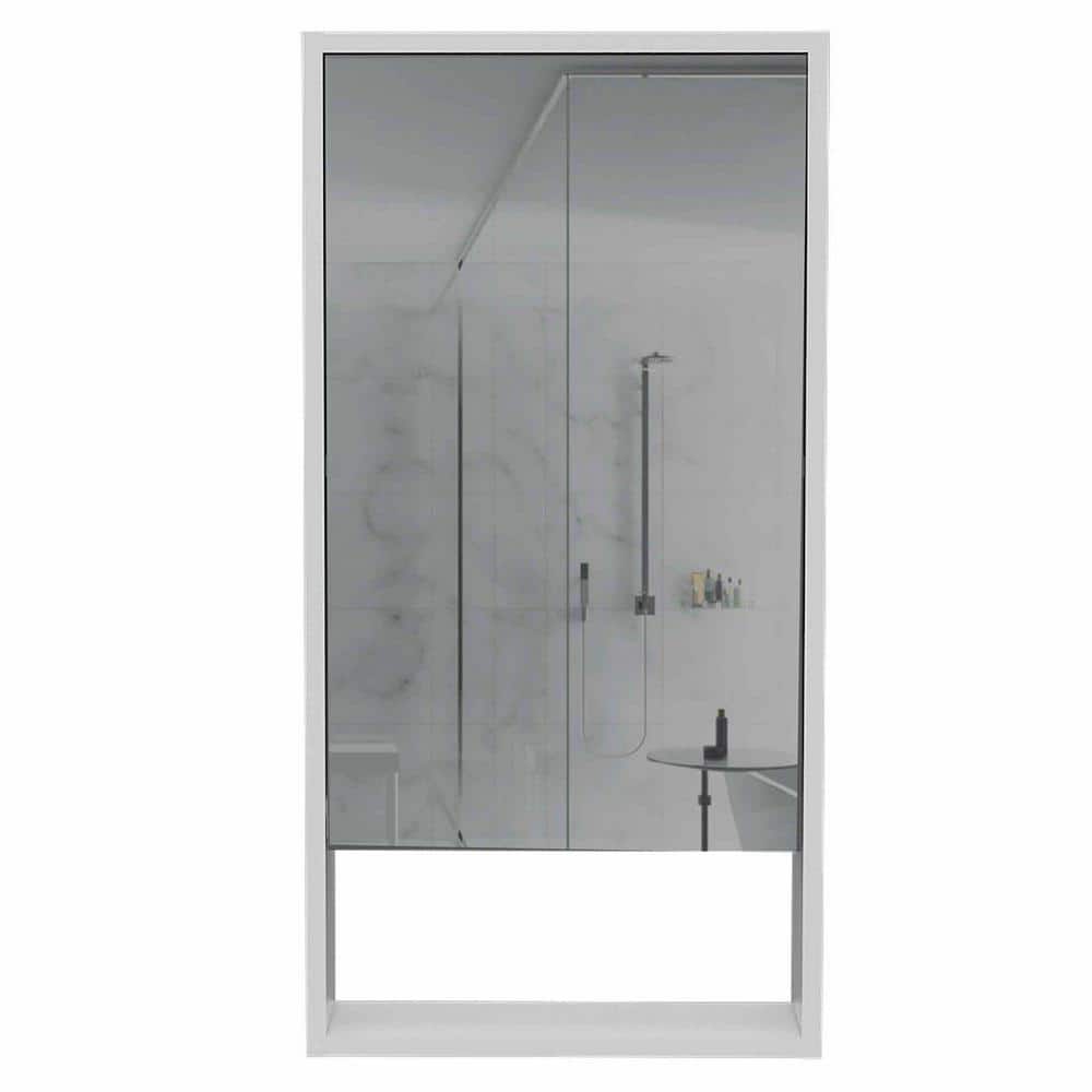 Zeus & Ruta 17.9 in. W x 35.4 in. H Rectangular White Recessed or ...