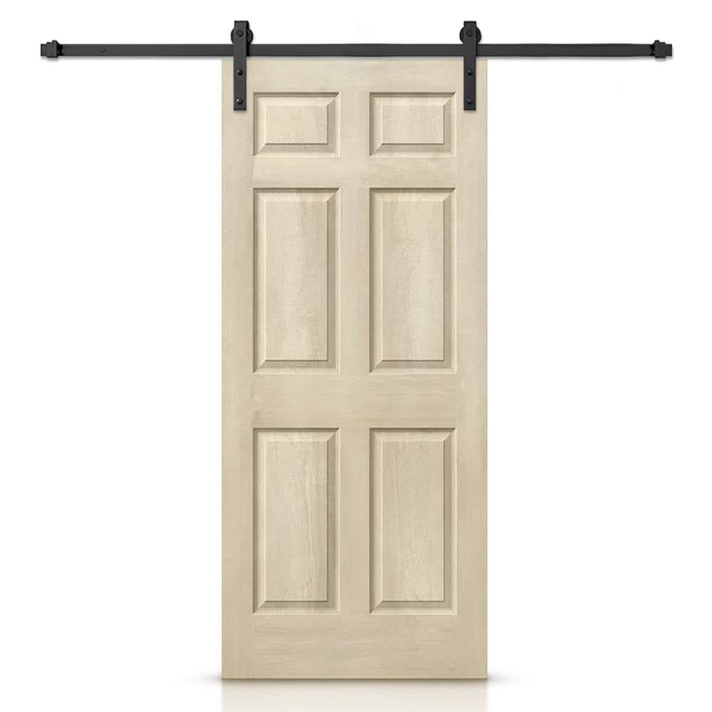 CALHOME 36 in. x 80 in. Vintage Cream Stain Composite MDF 6 Panel ...