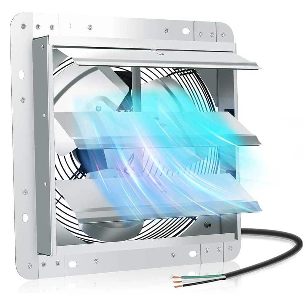 KIWDZFU 1130 CFM Silver Aluminum 12 in. Electric Powered Garage Exhaust ...