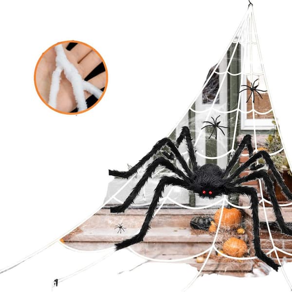 Augbeer 200 in. Polyester Spider Web Decor with Stretch Design Hooks ...
