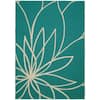 Garland Rug Grand Floral Teal/Ivory 5 ft. x 7 ft. Area Rug ...