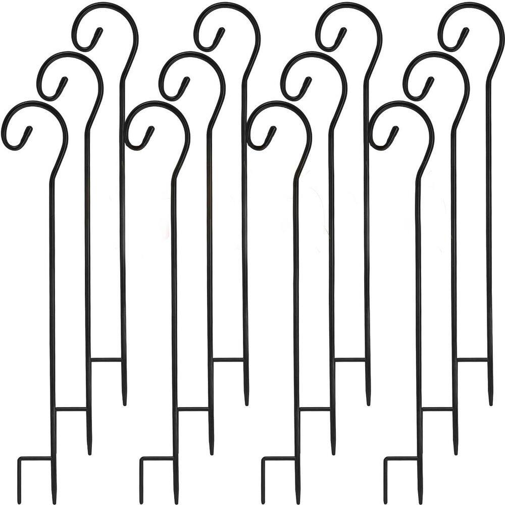 Justincity 5.87 in. Black Metal Durable Curled Outdoor Metal Shepherd ...