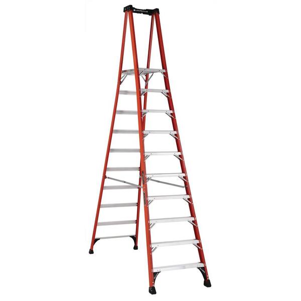 Louisville Ladder 10 ft. Fiberglass Pinnacle PRO Platform Ladder with ...