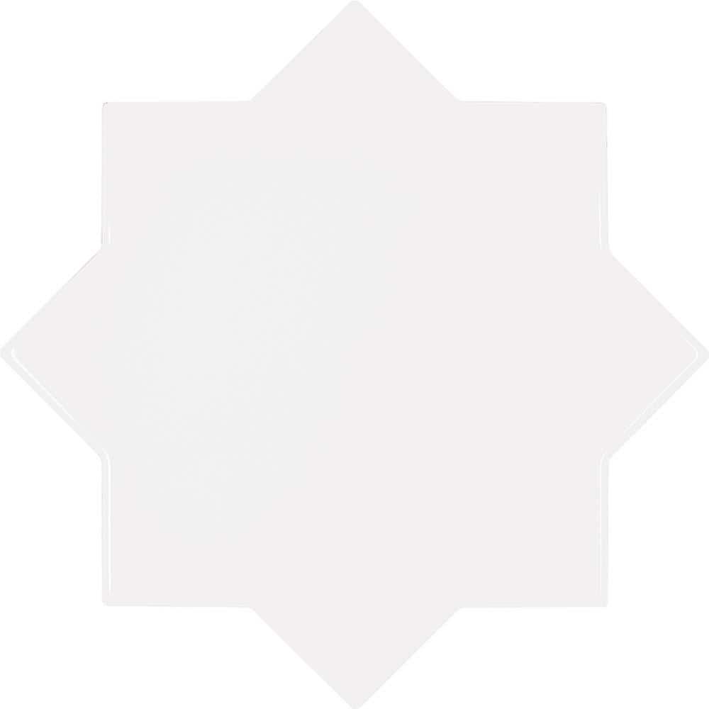 Apollo Tile Siena 5.35 in. x 5.35 in. Glossy White Ceramic Star-Shaped ...