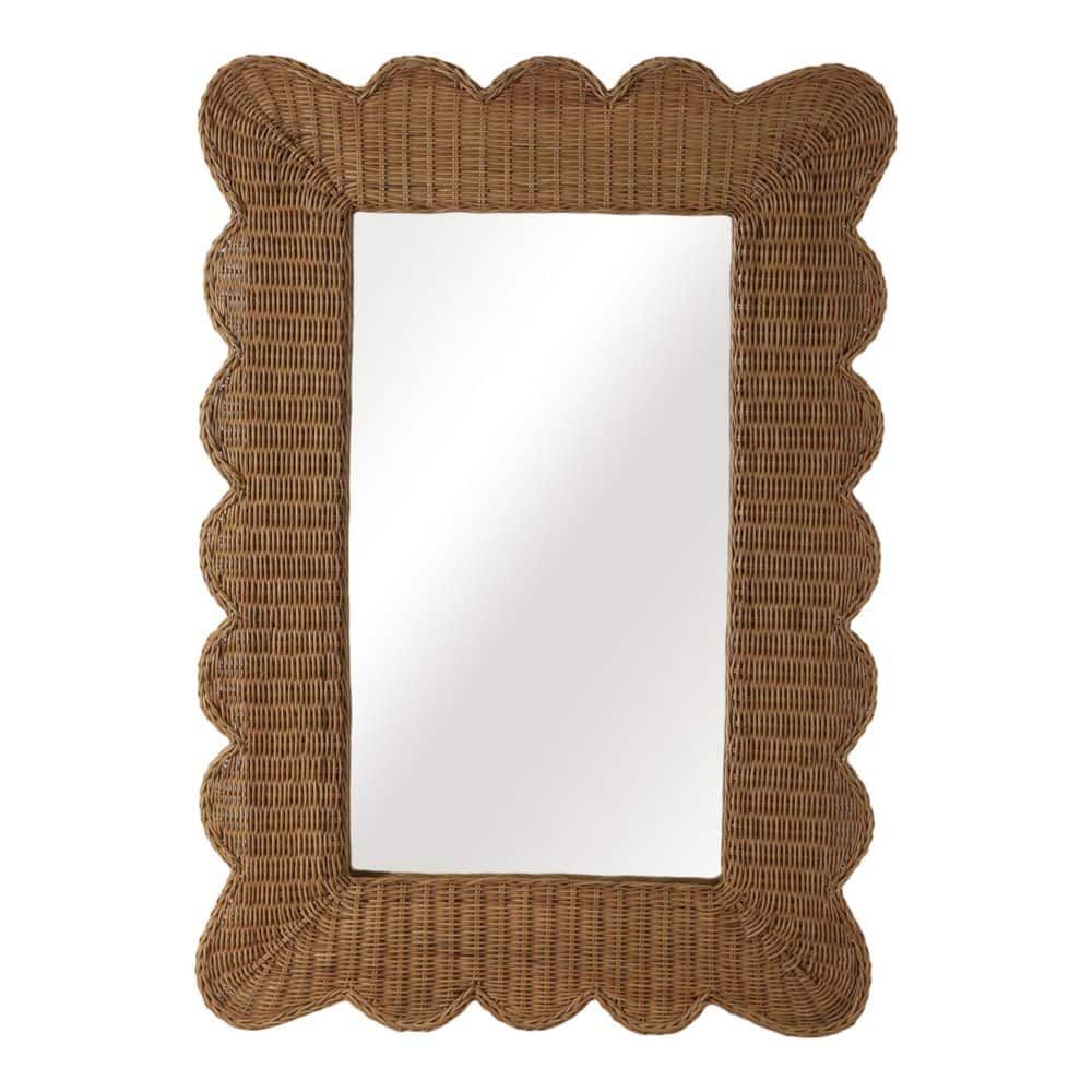 Liv & Skye Tan 31.5 in. x 44 in. Wicker Scalloped Edge Framed Wall ...