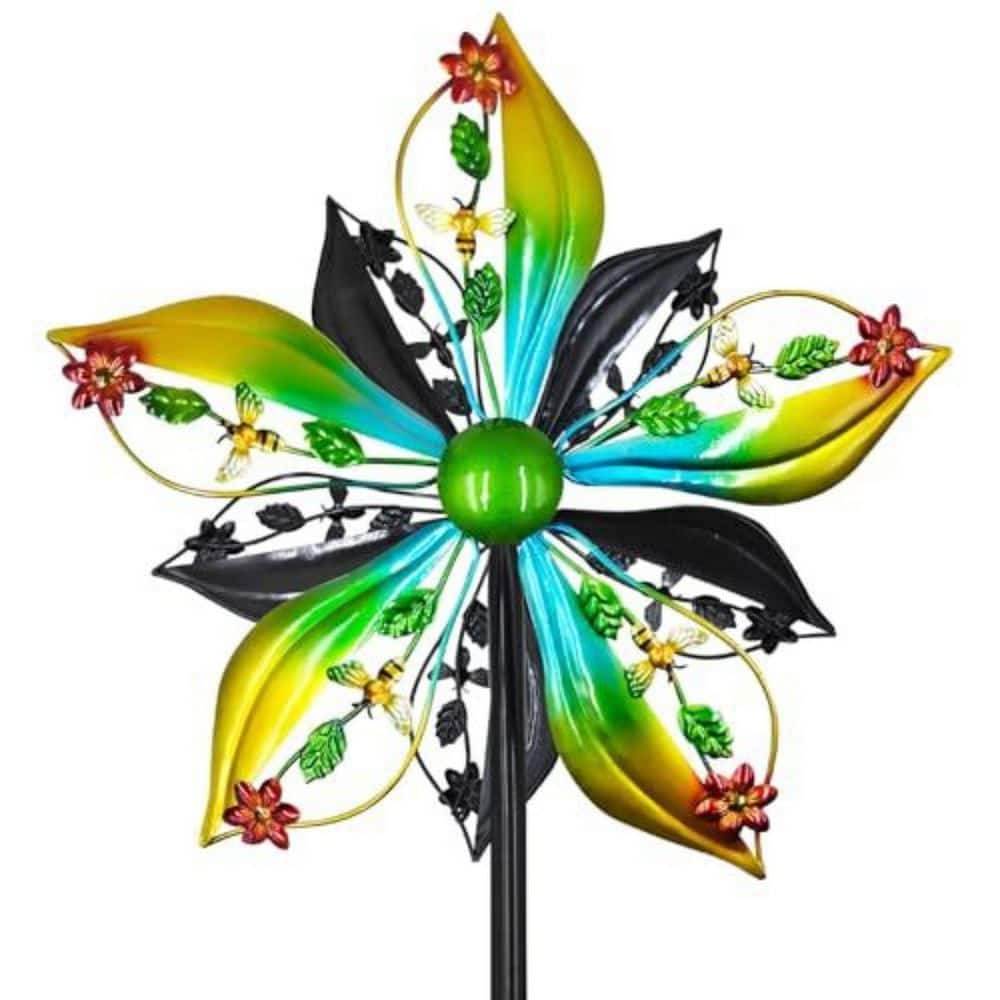 57 in. Green Metal Wind Spinner HPF9PK57MY - The Home Depot